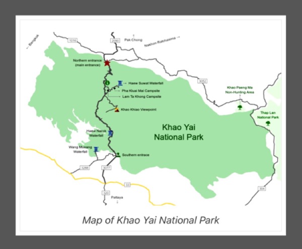 Map of Khao Yai National Park