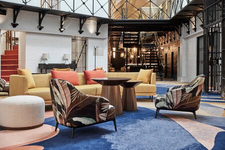 The Interlude’s colourful atrium.