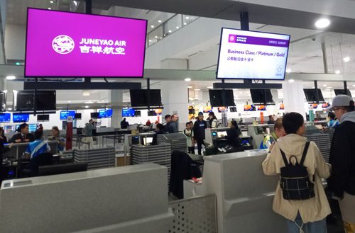 Juneyao Air Business Class check-in at SYD